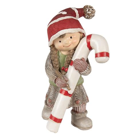 Clayre Eef Decoratie Beeld Kind 18 Cm Groen Polyresin Kerstfiguren
