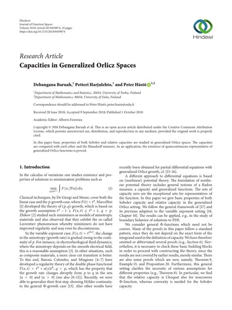 pdf capacities in generalized orlicz spaces