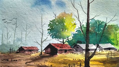 Watercolor Painting Village Landscape Paint With David Youtube