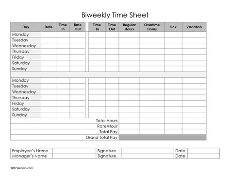 Daily Time Sheet Free Printable Free Timesheet Template Printables