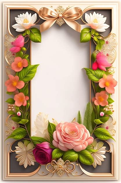 Un Marco Con Flores Y Hojas Foto Premium