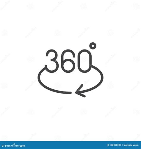 360 Grados De La Rotación De La Flecha De Icono Del Esquema Ilustración