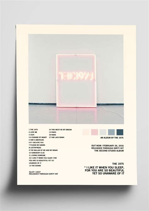 The 1975 I Like It When You Sleep Tracklist Poster The 1975 Me