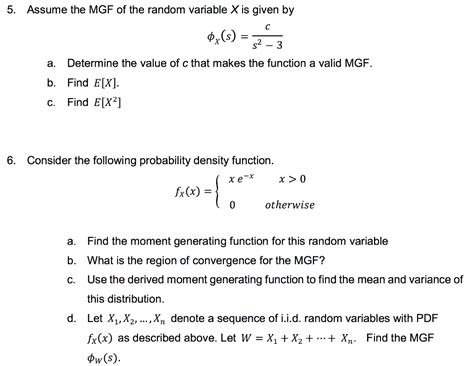 solved assume the mgf of the random variable x is given by