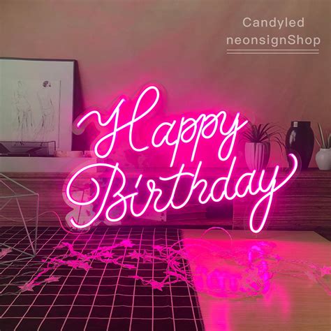 Custom Neon Sign Happy Birthday Neon Sign Acrylic Flex Led Etsy