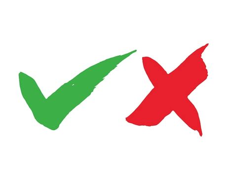 Premium Vector Hand Drawn Of Green Check Mark And Red Cross Isolated