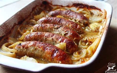 Biała kiełbasa pieczona w piwie i musztardzie wpis Gotuj z Prezesem