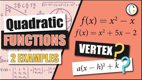 rewrite the quadratic function in standard form and give the vertex f x x2 5x − 2 youtube