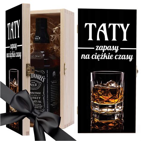 Drewniana skrzynka na whisky prezent dla taty na dzień ojca na alkohol