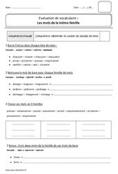 Evaluation Familles De Mots Ce Cycle Bilan Et Controle Corrig