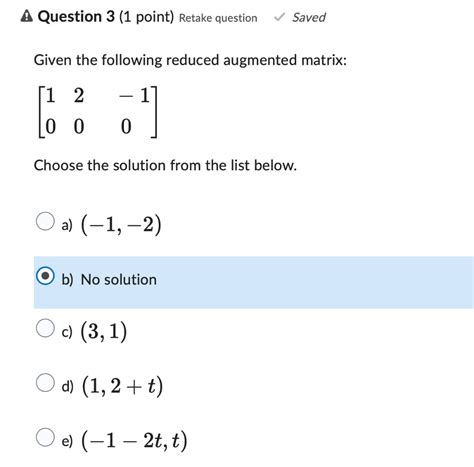solved given the following reduced augmented matrix