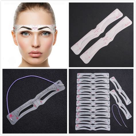 Jual Eyebrow Ruler Set 12 Pcs MemBantu Lukis Penggaris Cetakan Alis