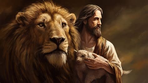 Jesus With A Lion Holding A Lamb Background Jesus And The Lion Picture
