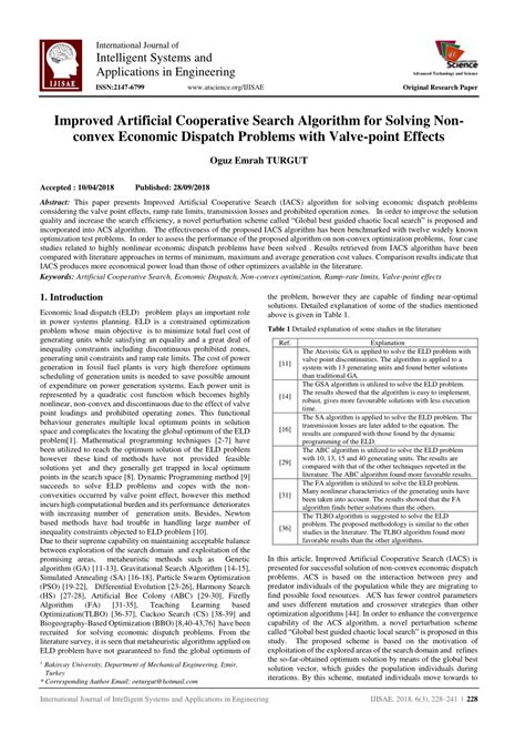 pdf improved artificial cooperative search algorithm for solving non convex economic dispatch