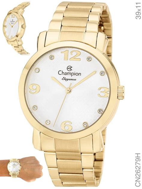 Relógio Champion Dourado Feminino CN26279H Rafalu