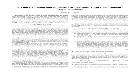 a quick introduction to statistical learning theory and support vector machines [pdf document]