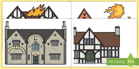 Great Fire Of London 1666 Houses Cutout Activity Twinkl