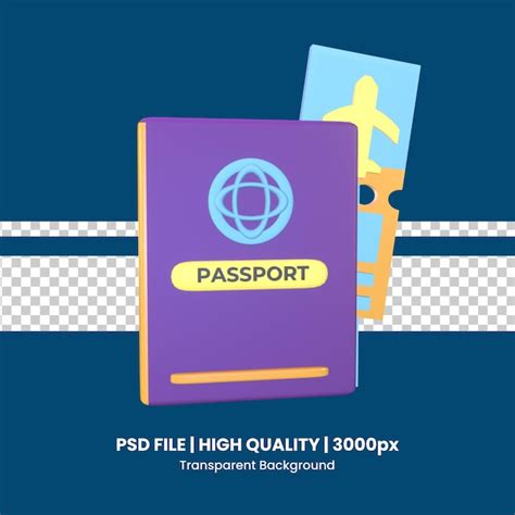 Pasaporte De Icono 3d Aislado En El Fondo Transparente Archivo PSD
