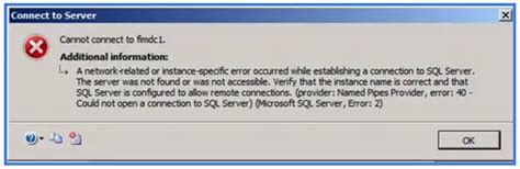 Microsoft SQL Server Error 2 Cannot Connect To LocalHost