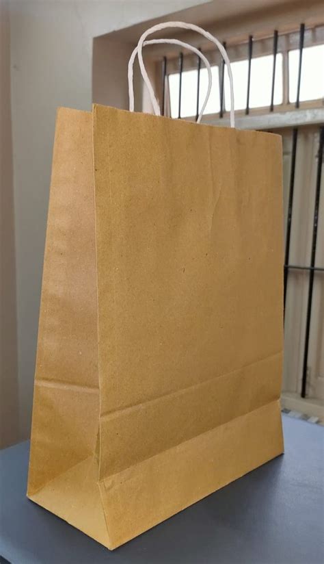 Handled Brown Kraft Paper Carry Bags For Shopping Bag Size 10x13x3 5