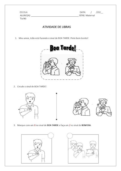 Pin Em ATIVIDADES DE LIBRAS
