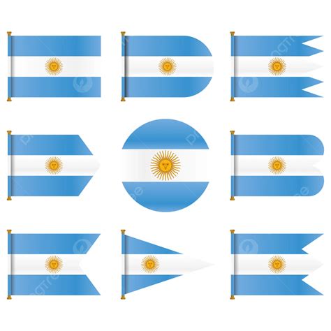 Conjunto De Diseño De Vector De Bandera Argentina Descarga Gratuita PNG