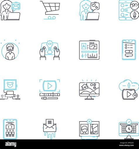 Digital Age Linear Icons Set Disruption Innovation Connectivity