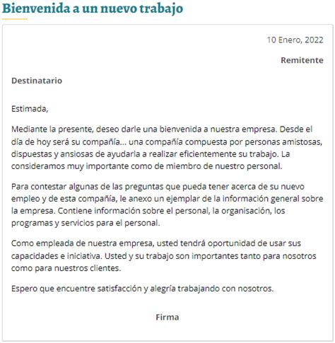 Carta de bienvenida a empleados ejemplos y guía enero 2024