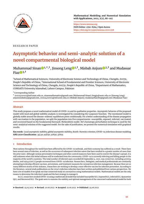 pdf asymptotic behavior and semi analytic solution ofa novel compartmental biological model
