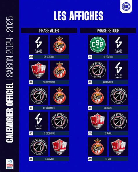 Le calendrier de la saison 2024 2025 dévoilé Betclic ELITE