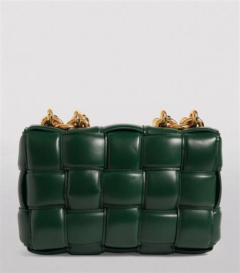 Womens Bottega Veneta Green Leather Chain Cassette Cross Body Bag