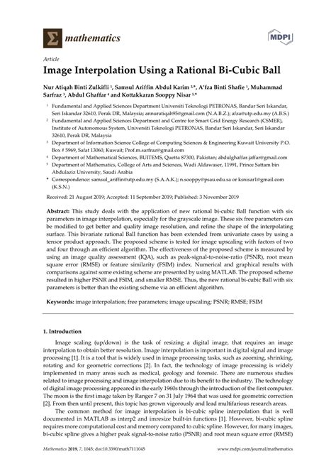 pdf image interpolation using a rational bi cubic ball