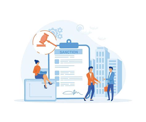 Political And Economy Concept Of Sanctions With Icons Flat Vector