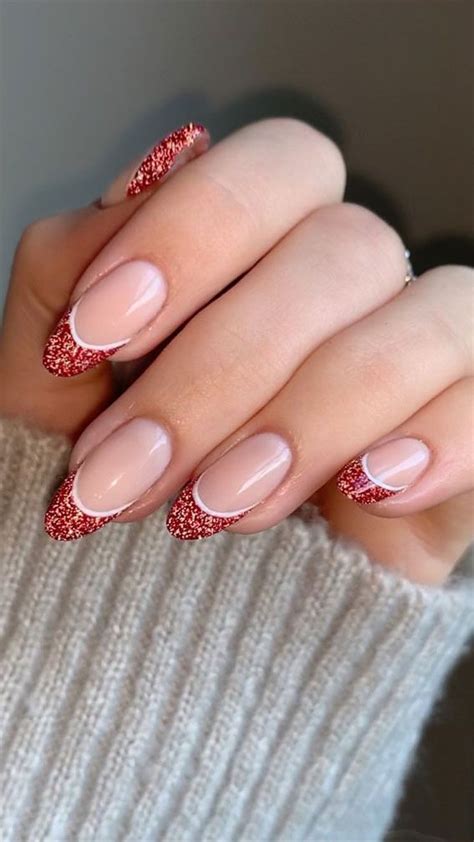 27 Best Holiday Nail Art Designs Reflective Glitter French Tip Nails