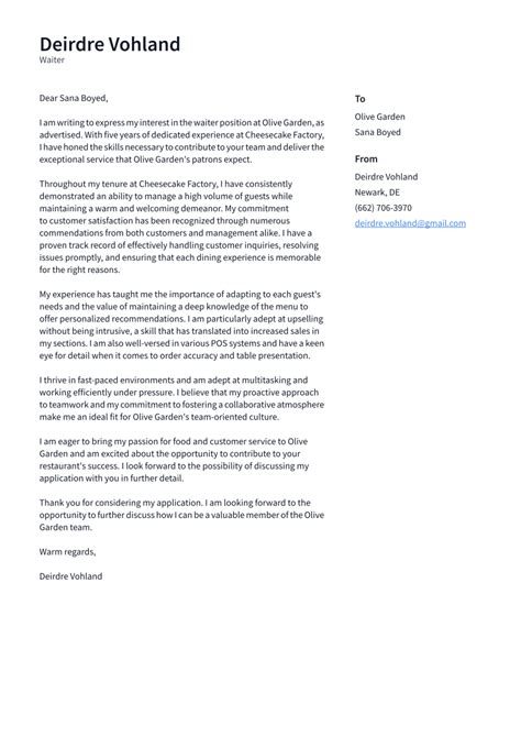 Waiter Cover Letter Examples And Templates ResumeCat