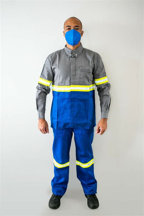 Camisa Eletricista NR10 Risco Azul Royal Classe E Sem Refletivo