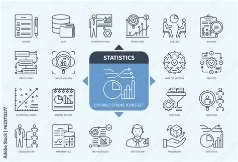 Editable Line Statistics Outline Icon Set Data Collection Schedule