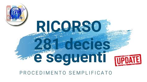 Ricorso 281 Decies E Seguenti YouTube