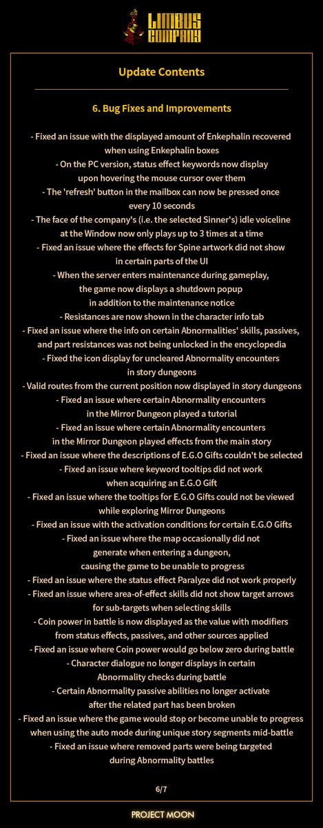 Limbus Company On Twitter March Th Kst Scheduled Update Notice