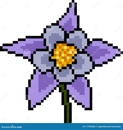 Vector Pixel Art Flower Stock Vector Illustration Of Isolated 117929402