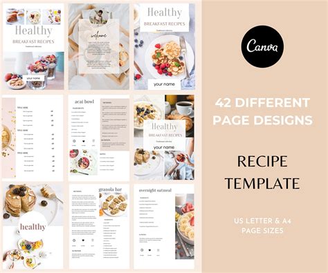 Editable Recipe Template Canva Cookbook Template Recipe EBook Etsy