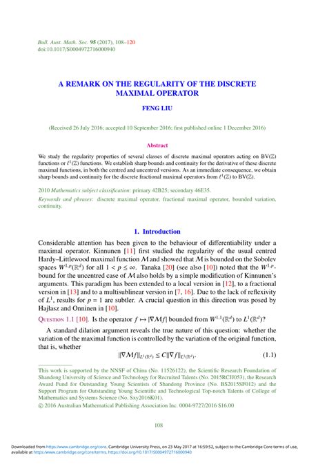 pdf a remark on the regularity of the discrete maximal operator