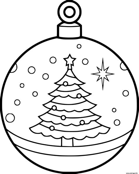 Coloriage Boule De Noel Avec Paysage De Sapin Et Neige Hiver Dessin