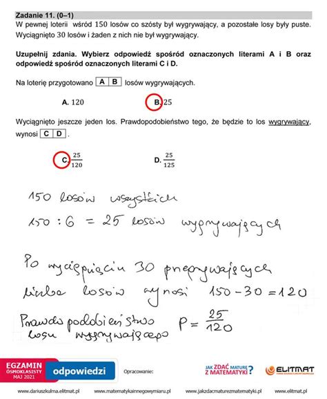 Egzamin ósmoklasisty 2021 Odpowiedzi do zadań otwartych z matematyki