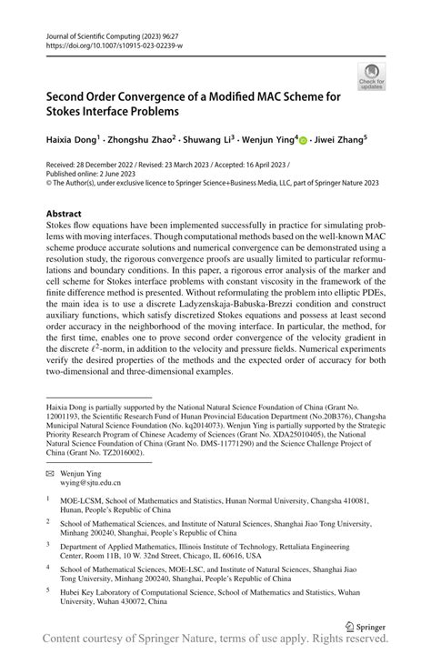 second order convergence of a modified mac scheme for stokes interface problems request pdf