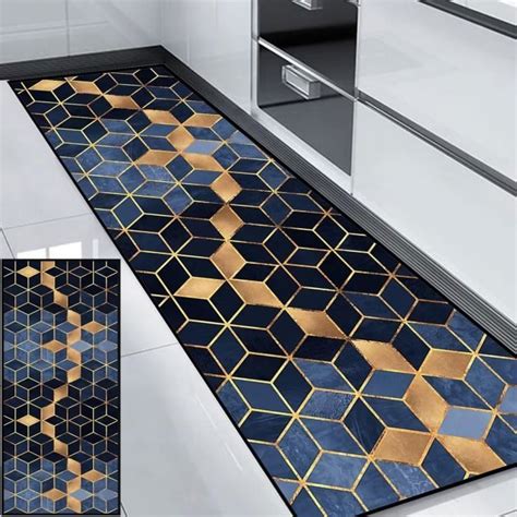 Tapis Couloir Bleu Marineacile À Nettoyer Lavable Antiderapant Moderne