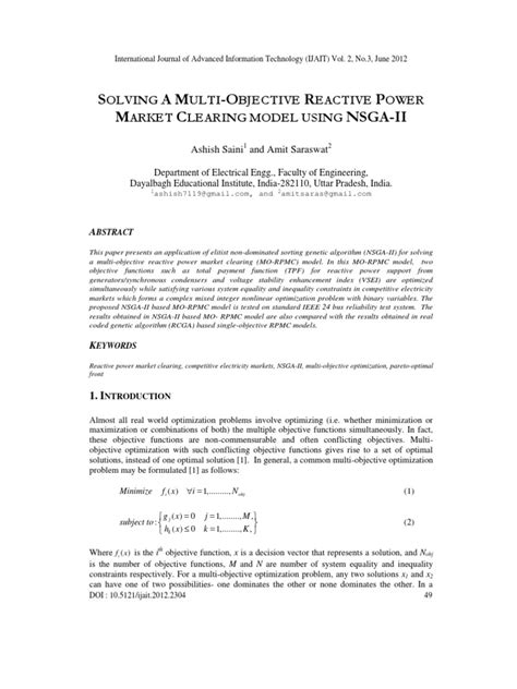 pdf solving a multi objective reactive power market clearing model using nsga ii pdfslide
