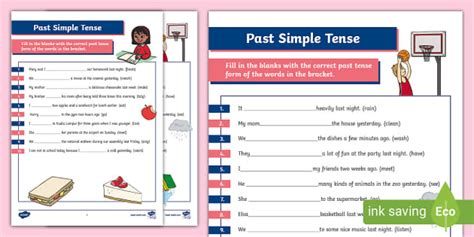 Latihan Bahasa Inggeris Past Simple Tense Worksheet Twinkl