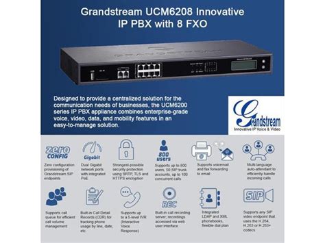 Grandstream UCM6208 Innovative IP PBX With 8 FXO And 2 FXS Ports