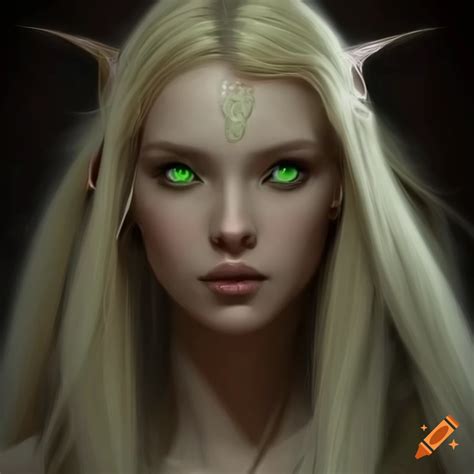 Portrait Of A Beautiful Fantasy Woman With Elf Ears And Green Eyes On Craiyon